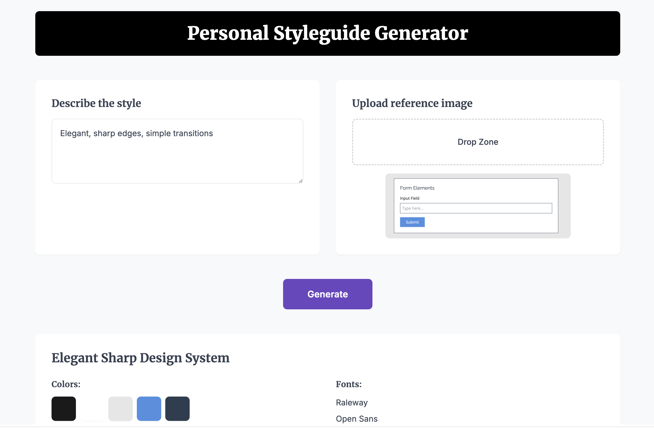 Personal Styleguide Generator